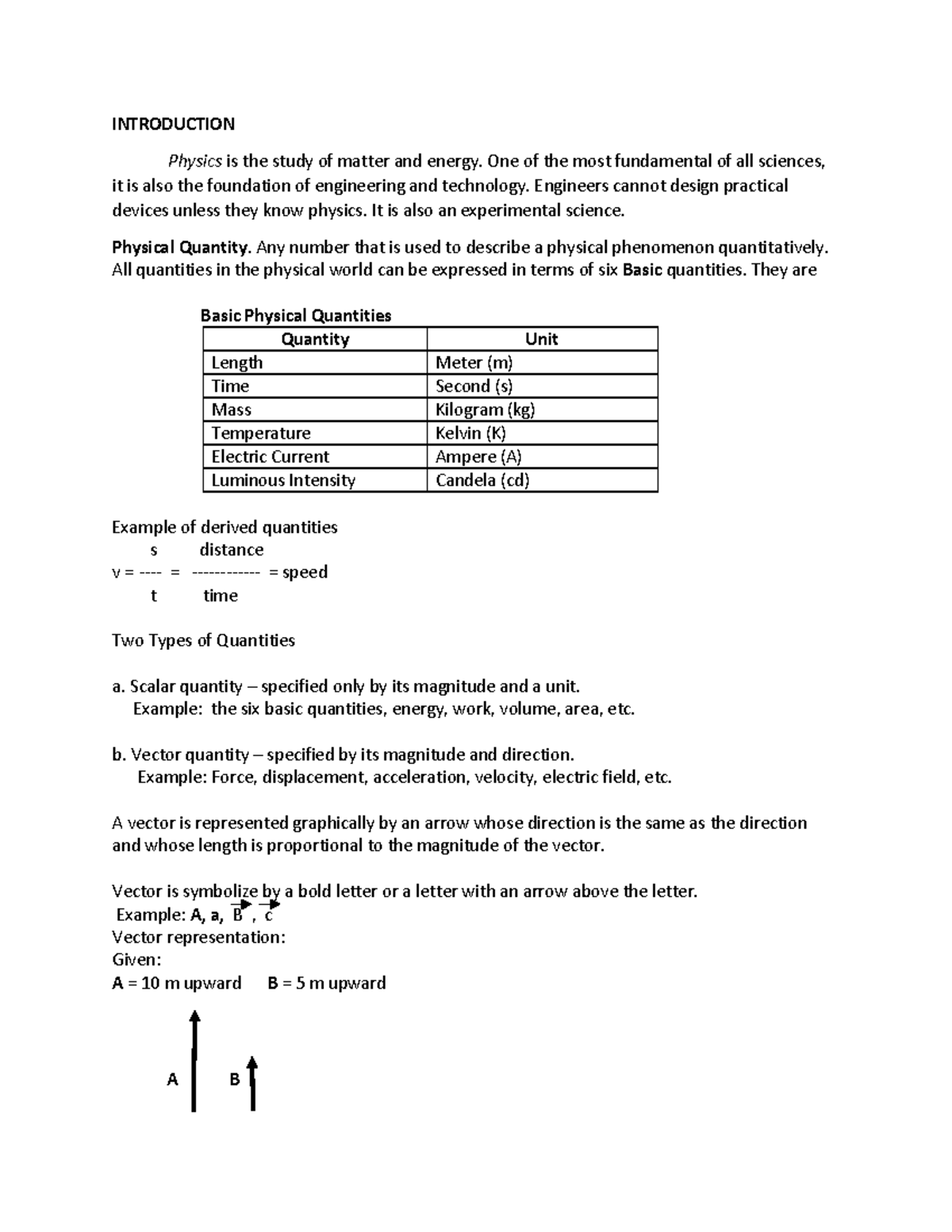 Introduction-vector add - INTRODUCTION Physics is the study of matter ...