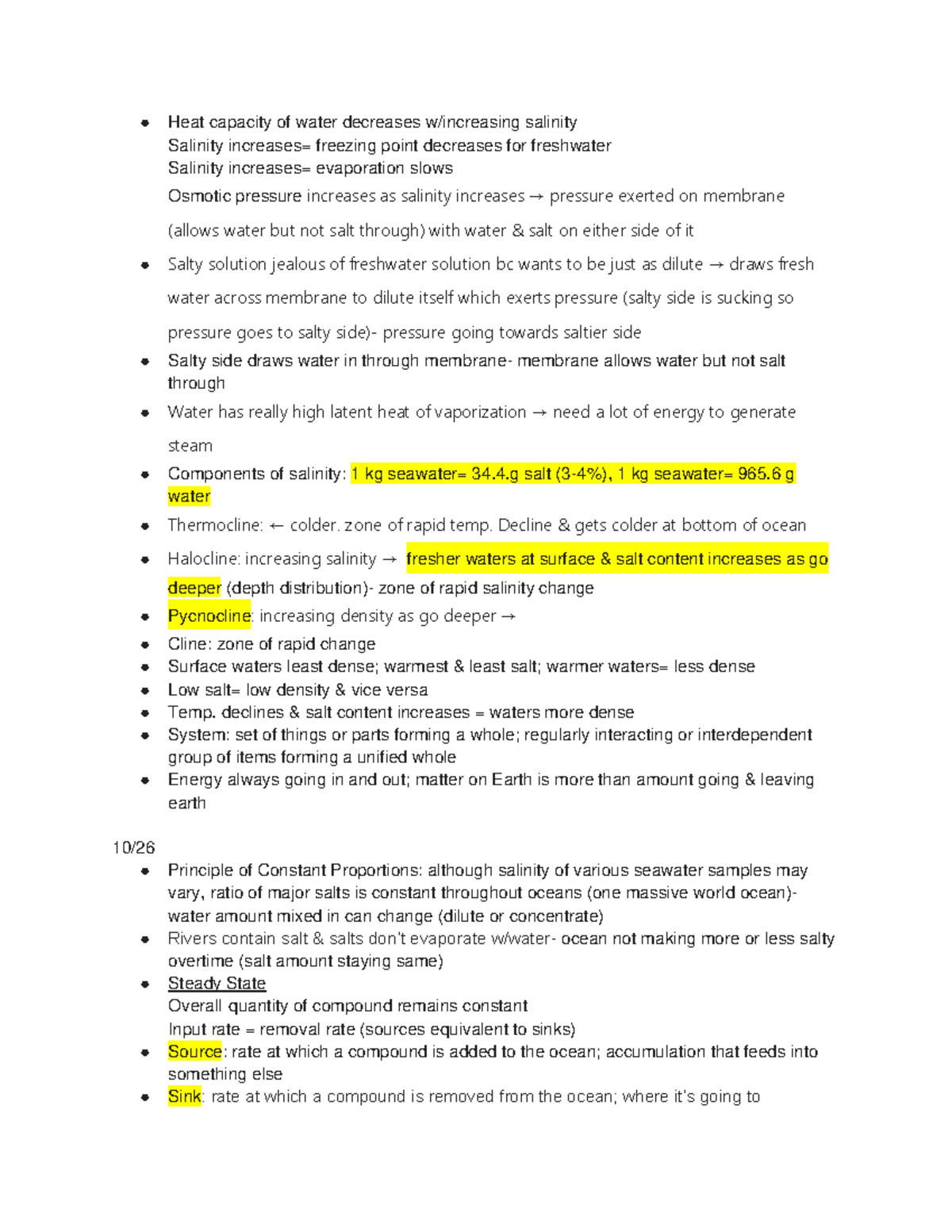 Intro to Oceanography 11 - Heat capacity of water decreases w ...