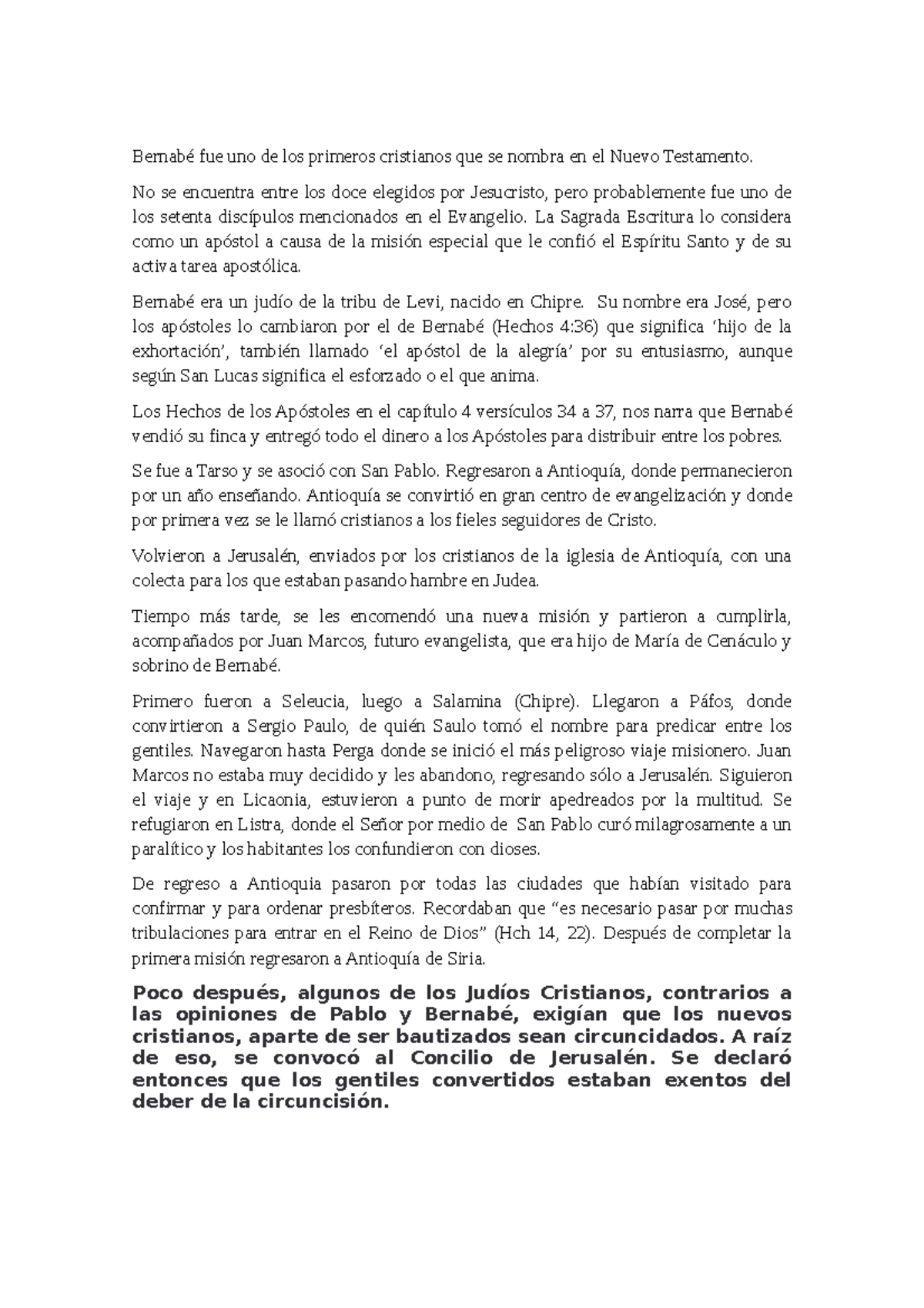 Trabajo sobre Bernabe - Bernabé fue uno de los primeros cristianos que ...