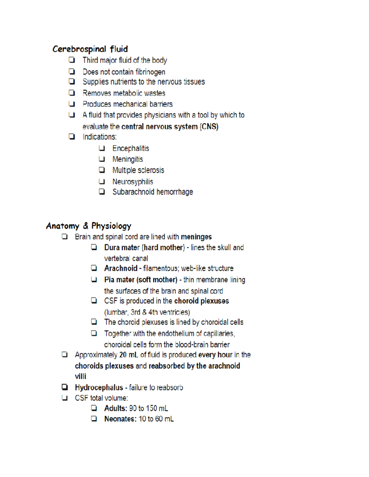 CEREBROSPINAL FLUID- COMPILATION FROM DIFFERENT SOURCES - Medical ...