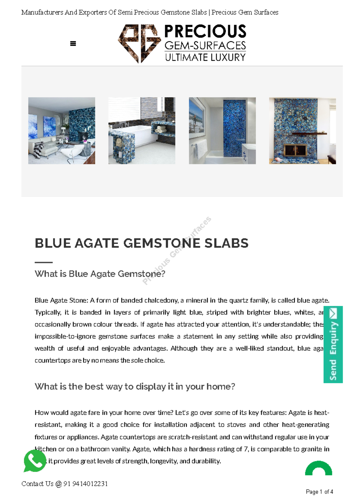 Blue agate gemstone slabs @ precious gem surfaces - BLUE AGATE GEMSTONE SLABS What is Blue Agate ...
