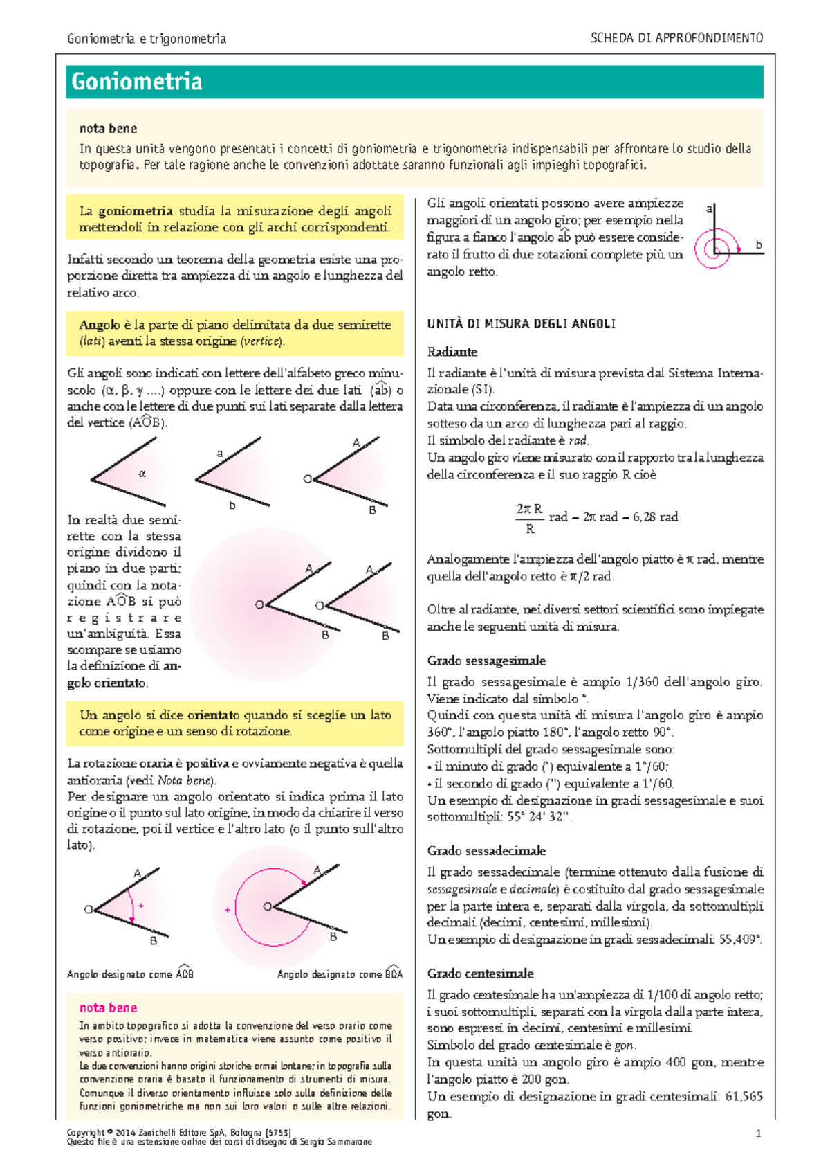 Sammarone Goniometria Trigonometria - Goniometria SCHEDA DI ...