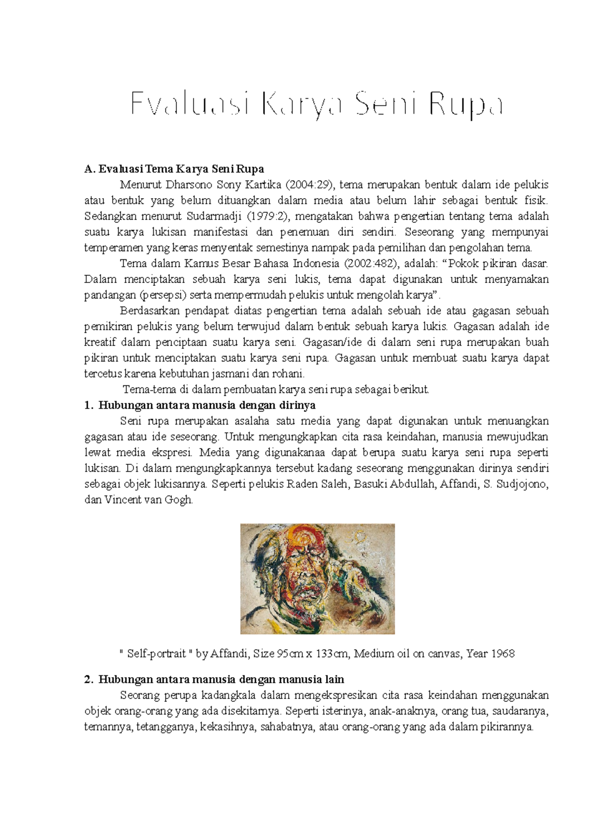 4. 1. Evaluasi Karya Seni Rupa - A. Evaluasi Tema Karya Seni Rupa ...