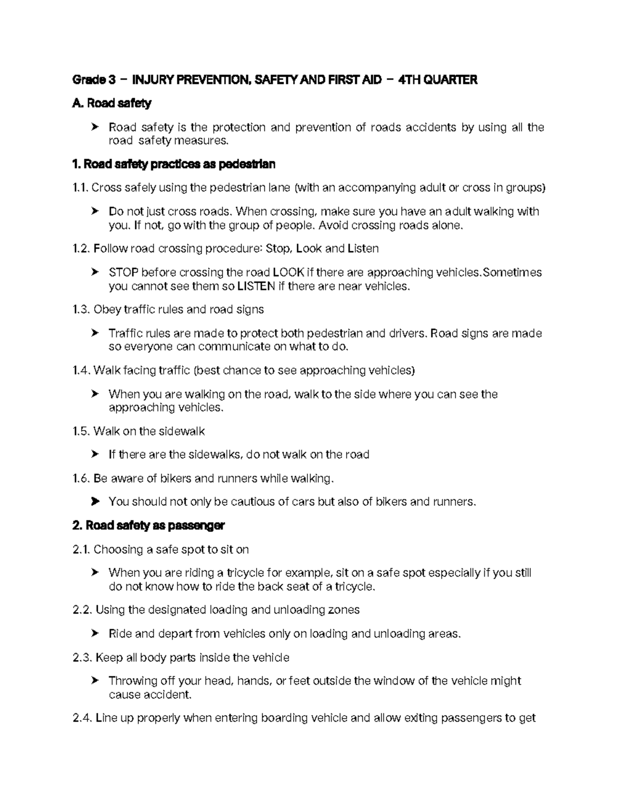 Grade 3-4(4thquarter) - Grade 3 – INJURY PREVENTION, SAFETY AND FIRST ...