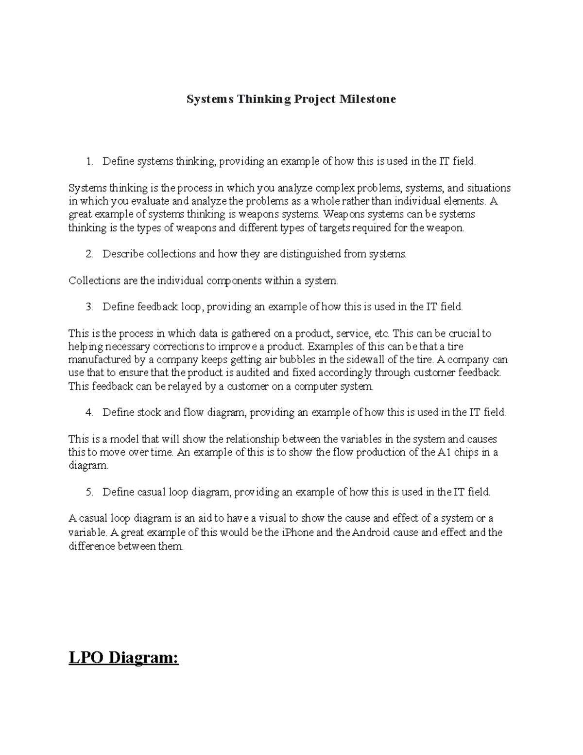 6-1 Activity- Systems Thinking Project Milestone - Systems Thinking Project Milestone Define ...