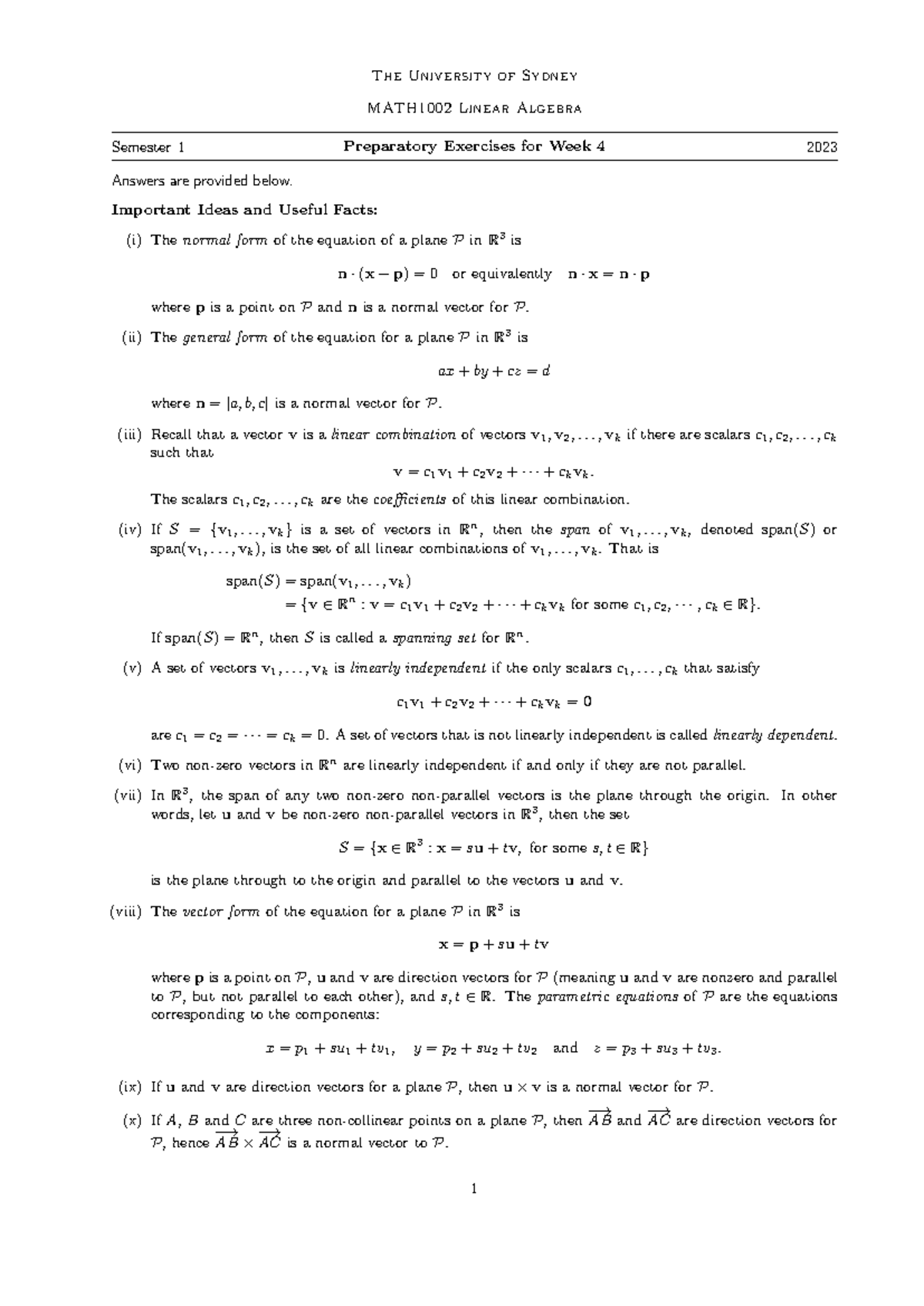 Math1002week4-pre - math1002 - The University of Sydney MATH1002 Linear ...