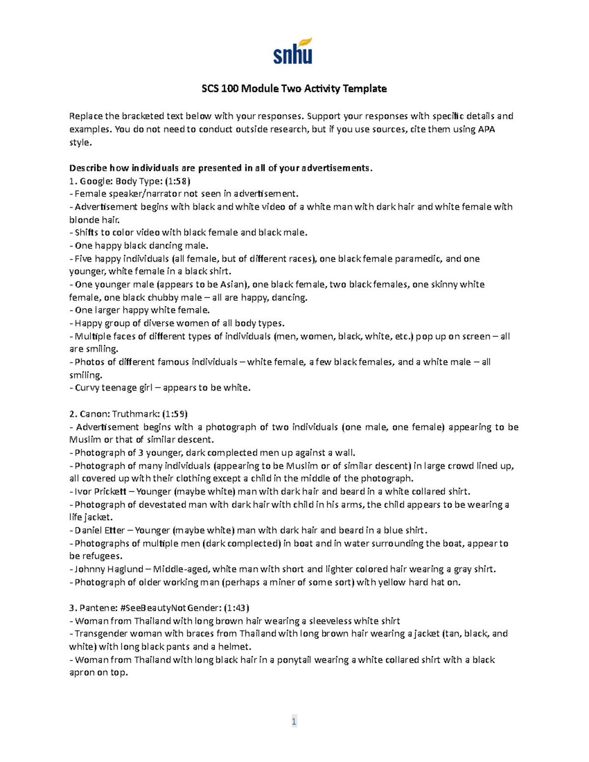 SCS 100 Module Two Activity Template - SCS 100 Module Two Activity ...