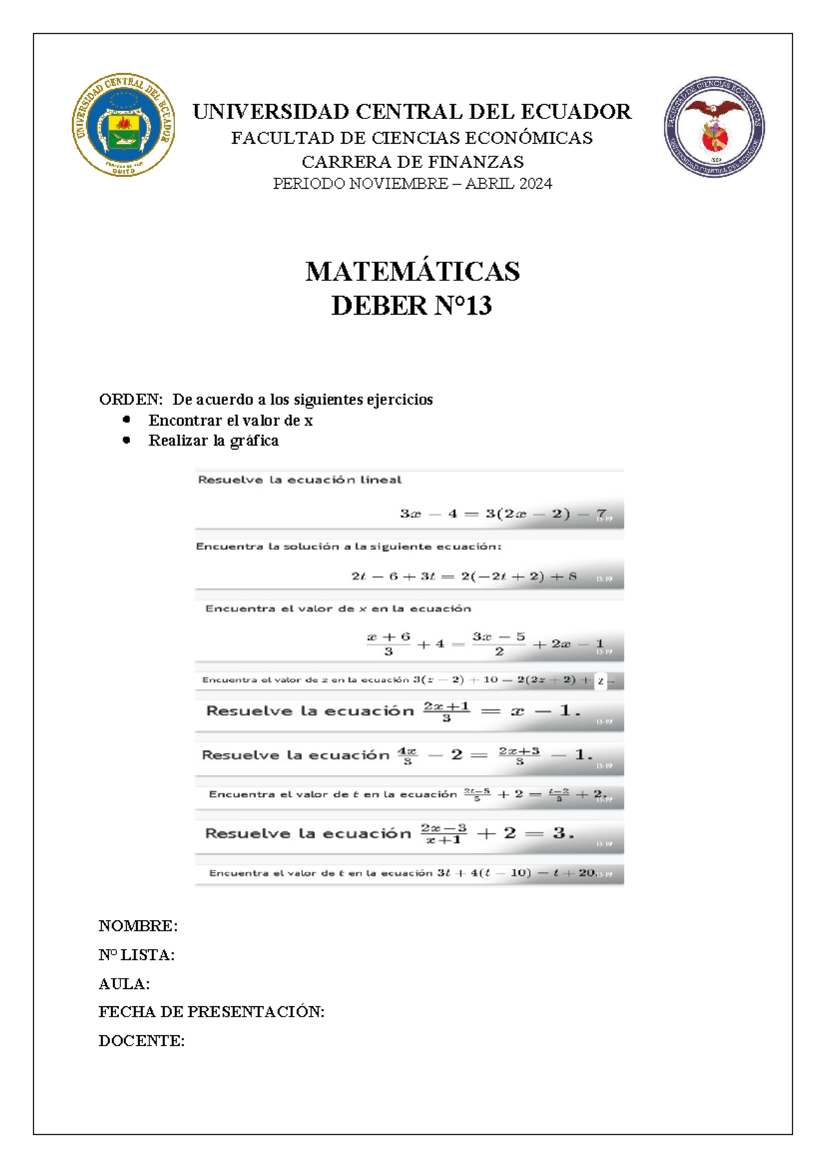 Carátula 13 stoduco - mate nivelacion - UNIVERSIDAD CENTRAL DEL ECUADOR ...