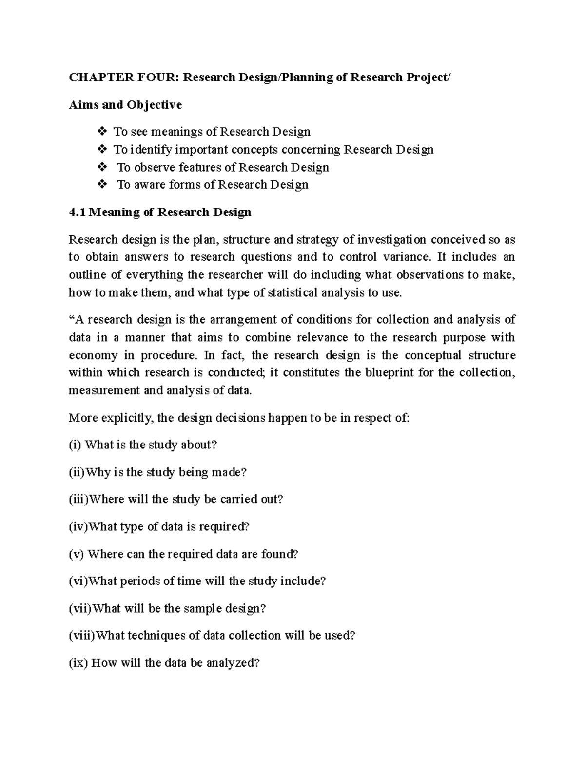 Research Ch-4 - ch4 - CHAPTER FOUR: Research Design/Planning of ...