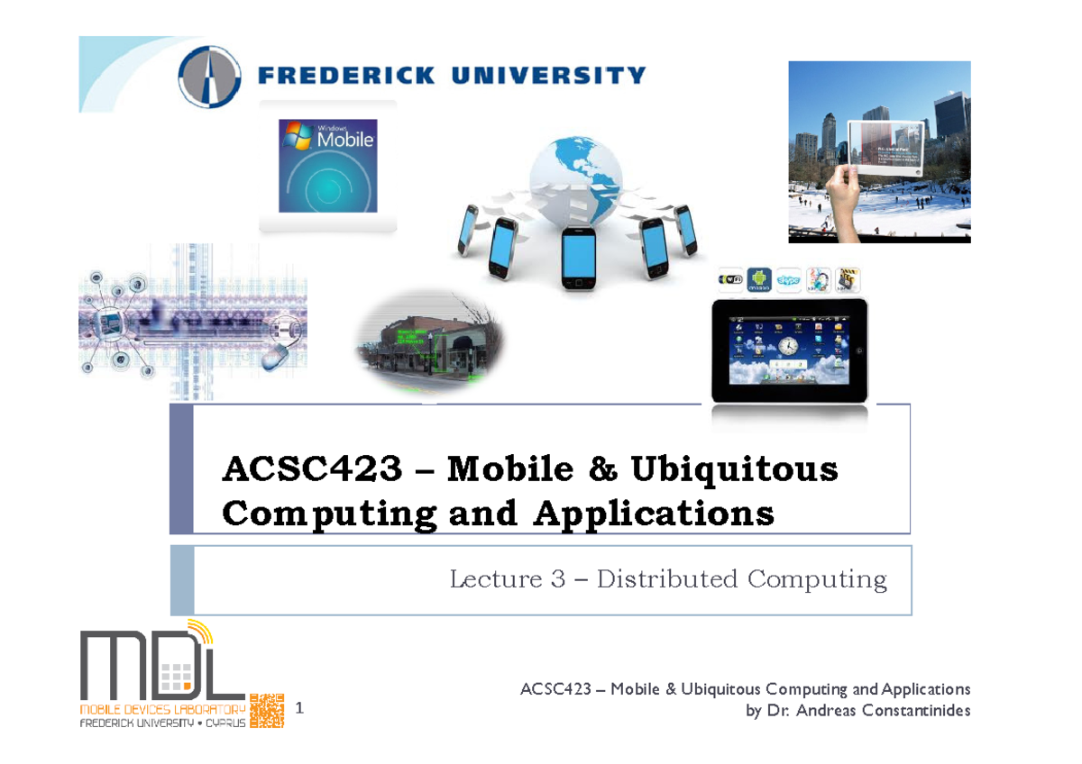 Lecture 3 - Distributed Computing - ACSC423 – Mobile & Ubiquitous ...