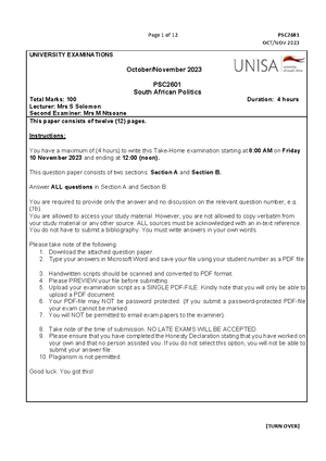 PSC3702 101 3 - PSC3702/101/3/ Tutorial Letter 101/3/ Politics and ...