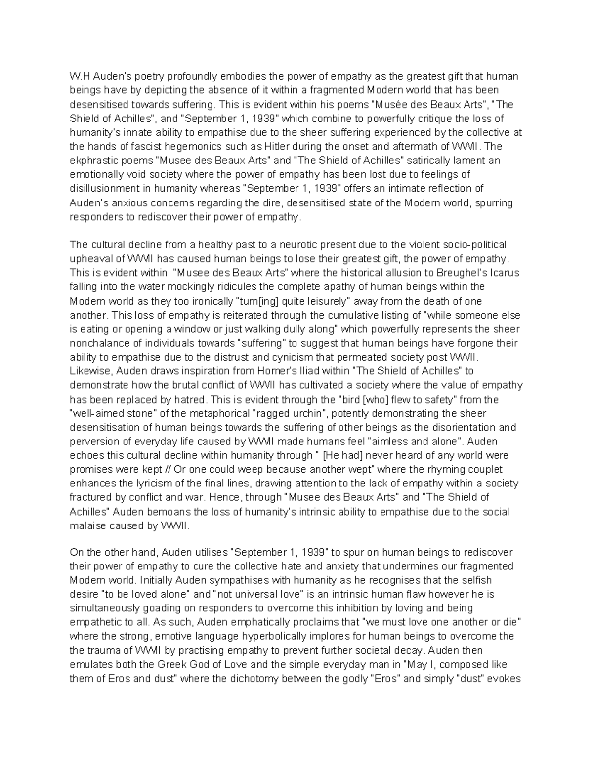 7. Auden Empathy Essay - W Auden’s poetry profoundly embodies the power ...