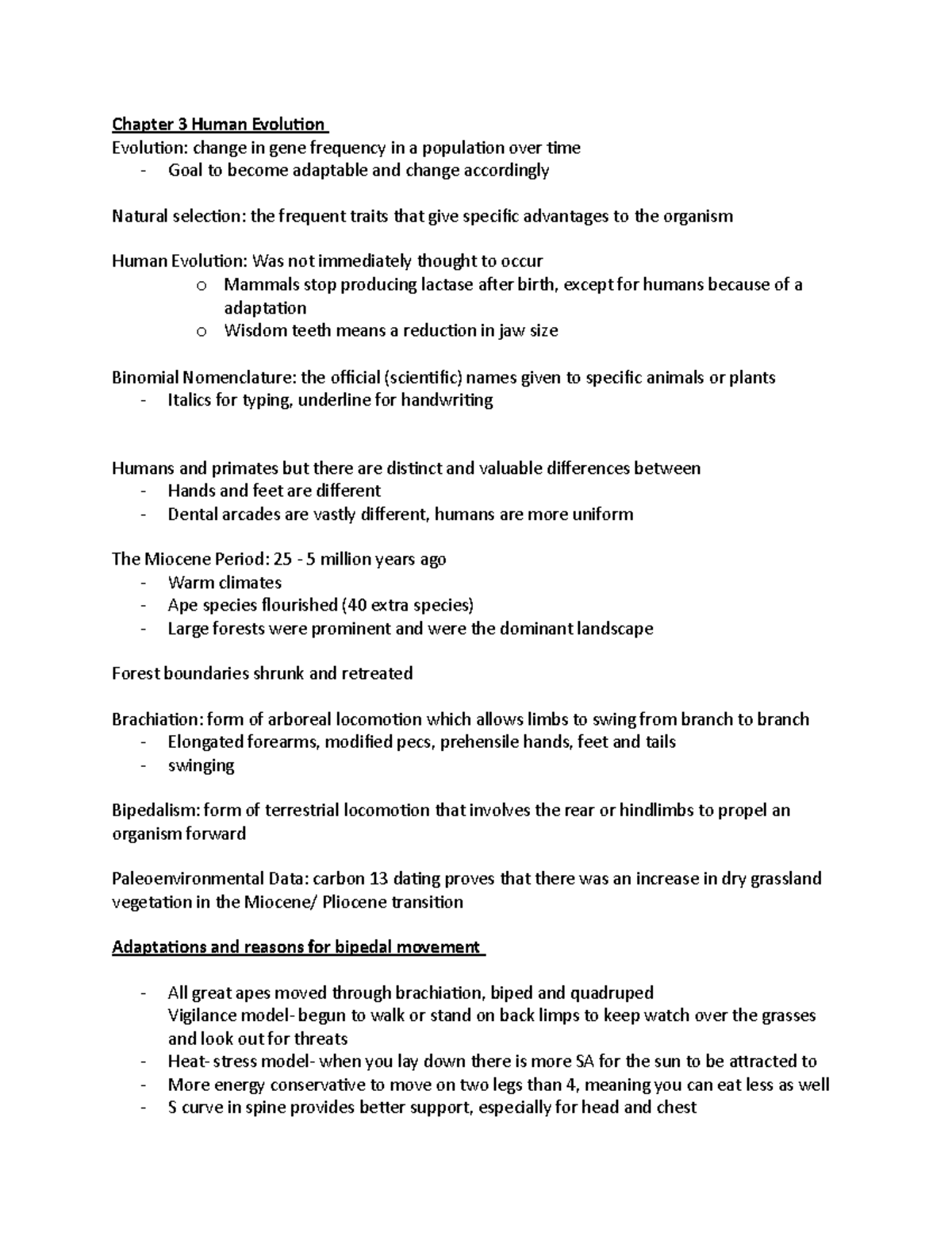 Chapter 3 Human Evolution - Chapter 3 Human Evolution Evolution: change ...