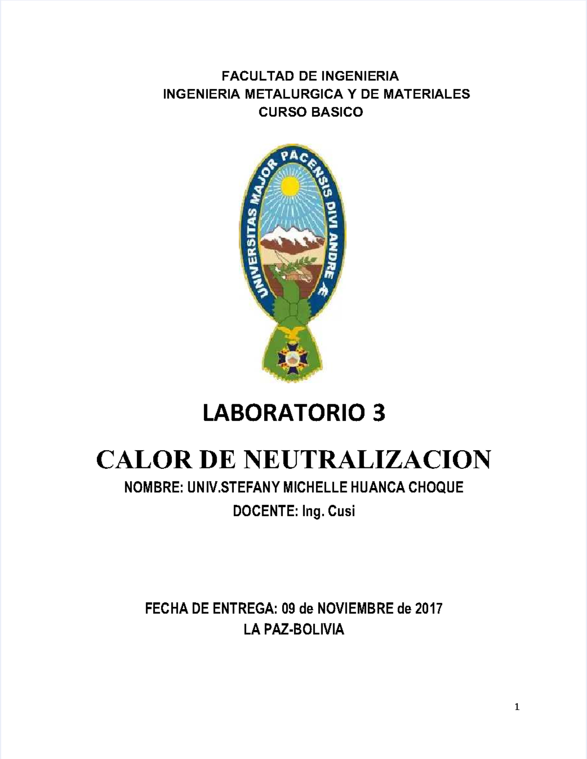 Pdf Informe De Laboratorio Calor De Neutralizacion Fisicoquimica