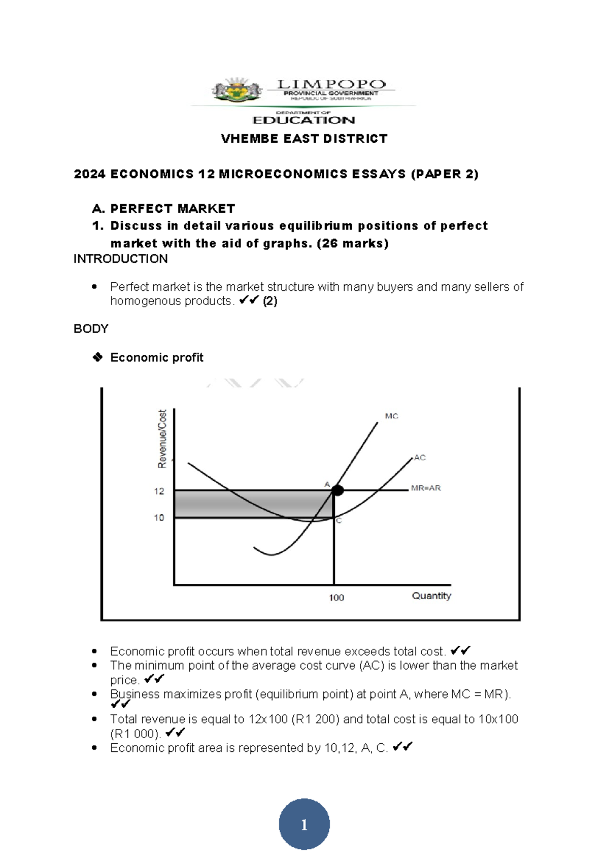 2024 Economics 12 Microeconomics Essays ( Paper 2)-2 - VHEMBE EAST ...
