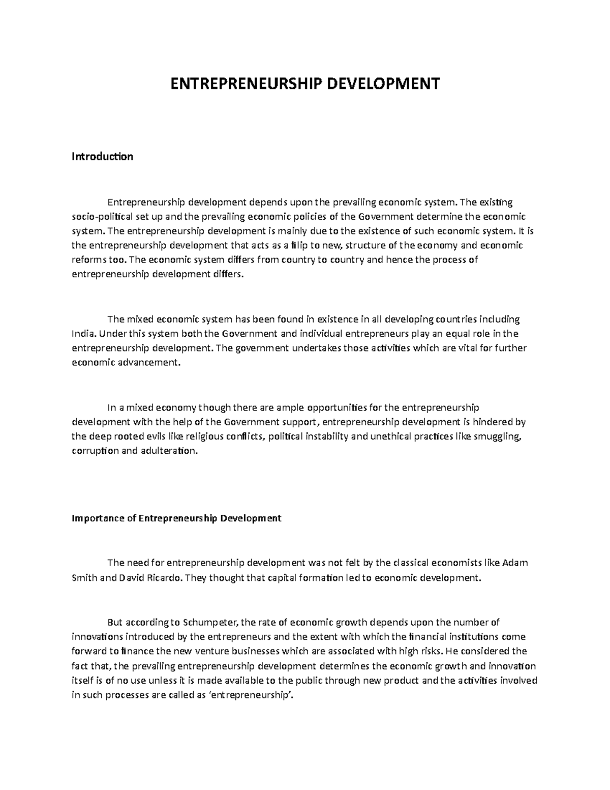 Entrepreneurship Development - ENTREPRENEURSHIP DEVELOPMENT ...