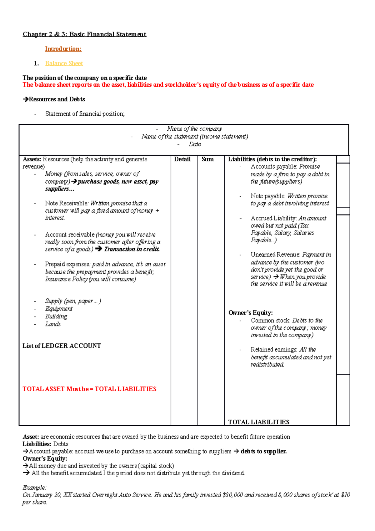 Chapter 2 - Basic statements - Chapter 2 & 3: Basic Financial Statement ...