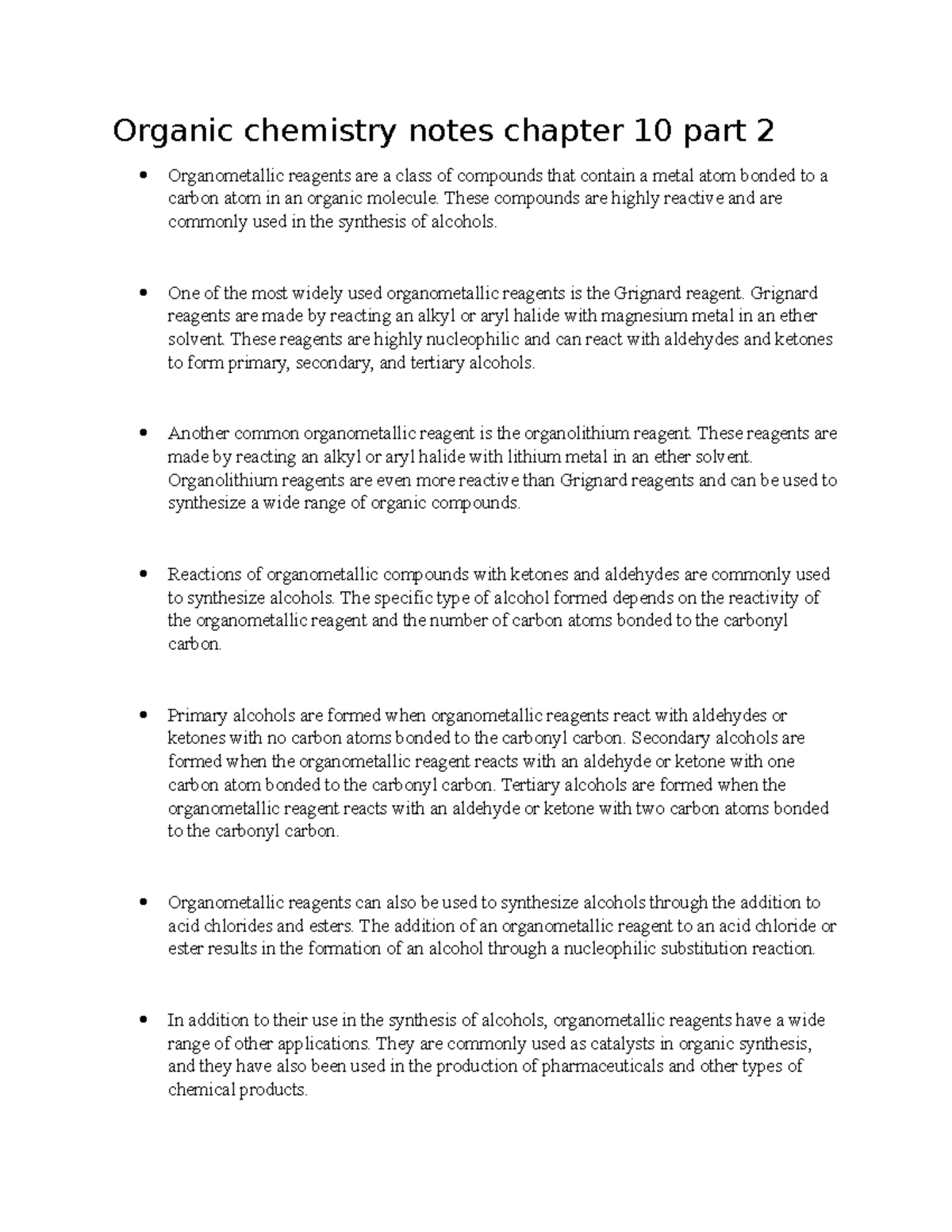 Organic chemistry notes chapter 10 part 2 - These compounds are highly ...