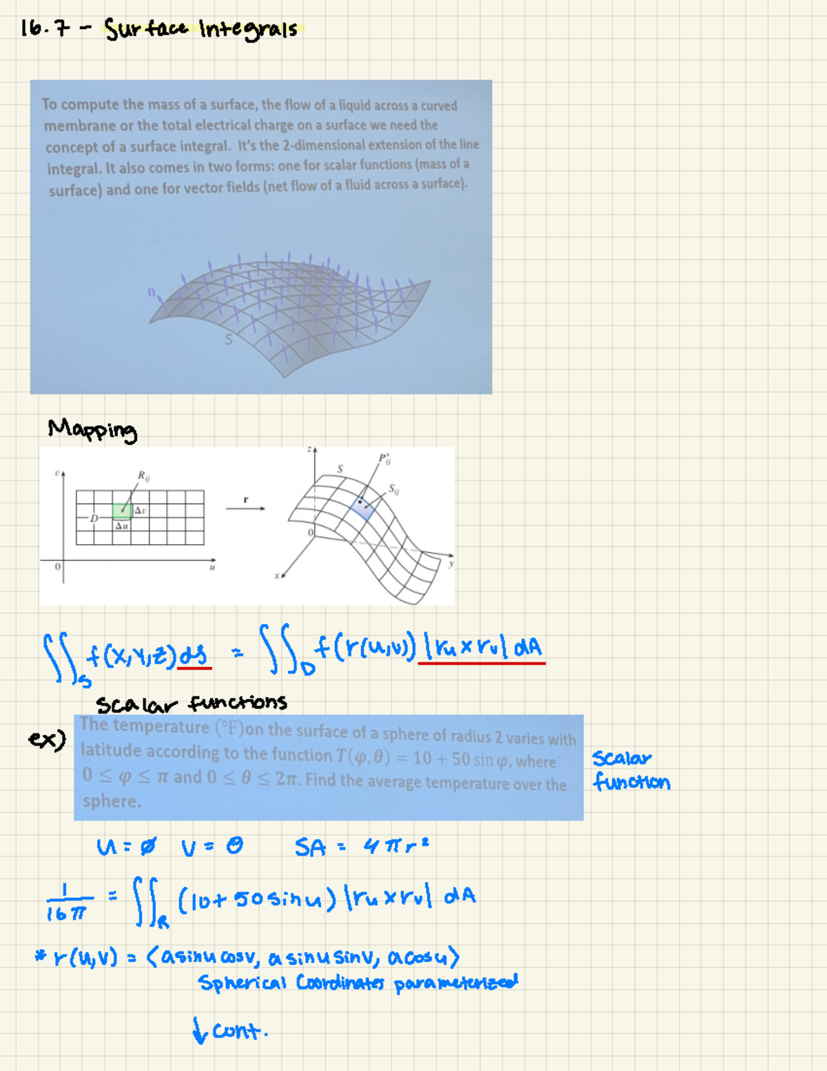 16.7 Lecture - 16 - Surface Integrals Mapping f)starlit )ds = f) ☐ 1 ...