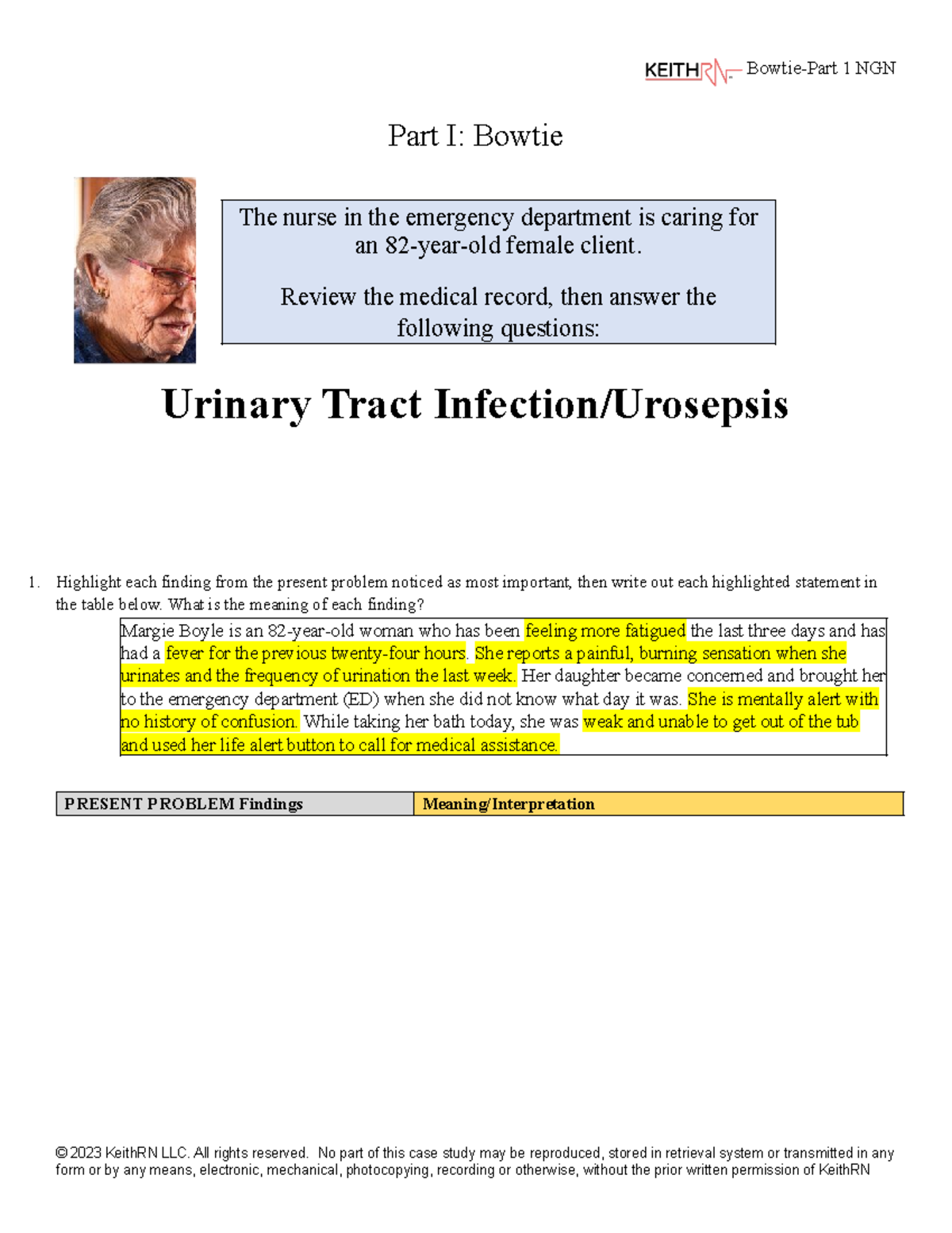 Urosepsis Case Study - Part I: Bowtie Urinary Tract Infection/Urosepsis ...