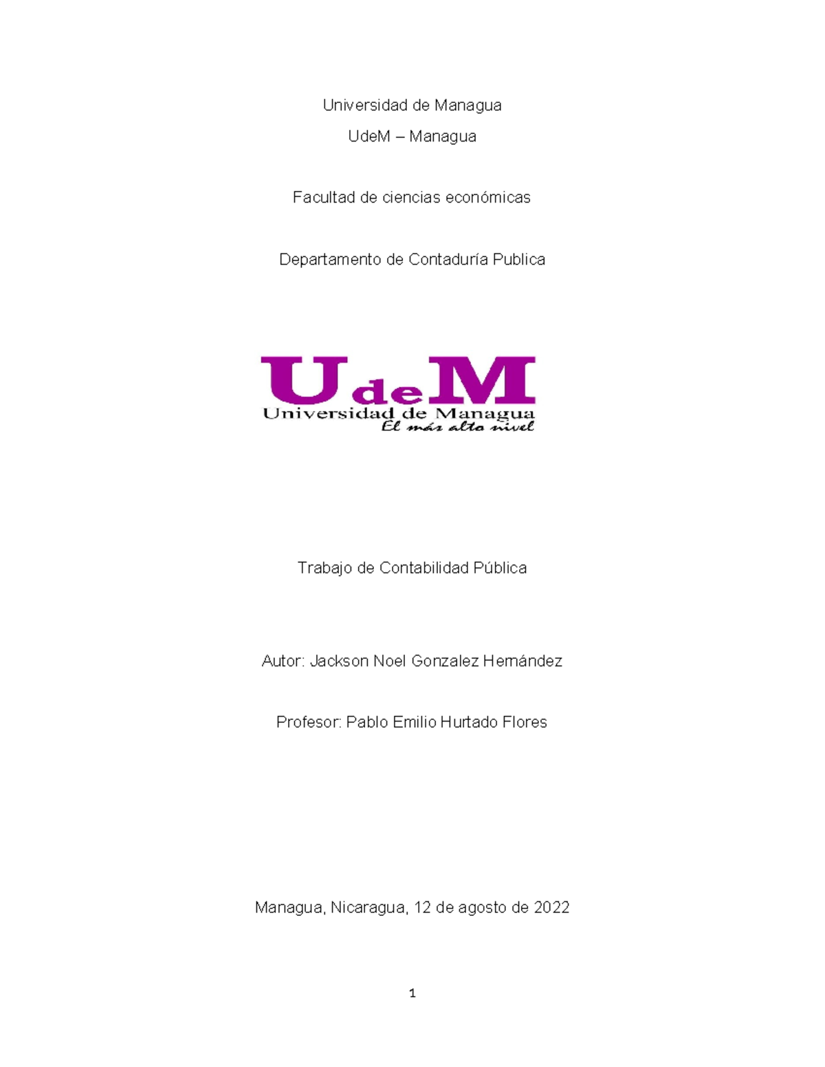 Auditoria DE Gestión - Trabajo - Universidad de Managua UdeM – Managua ...