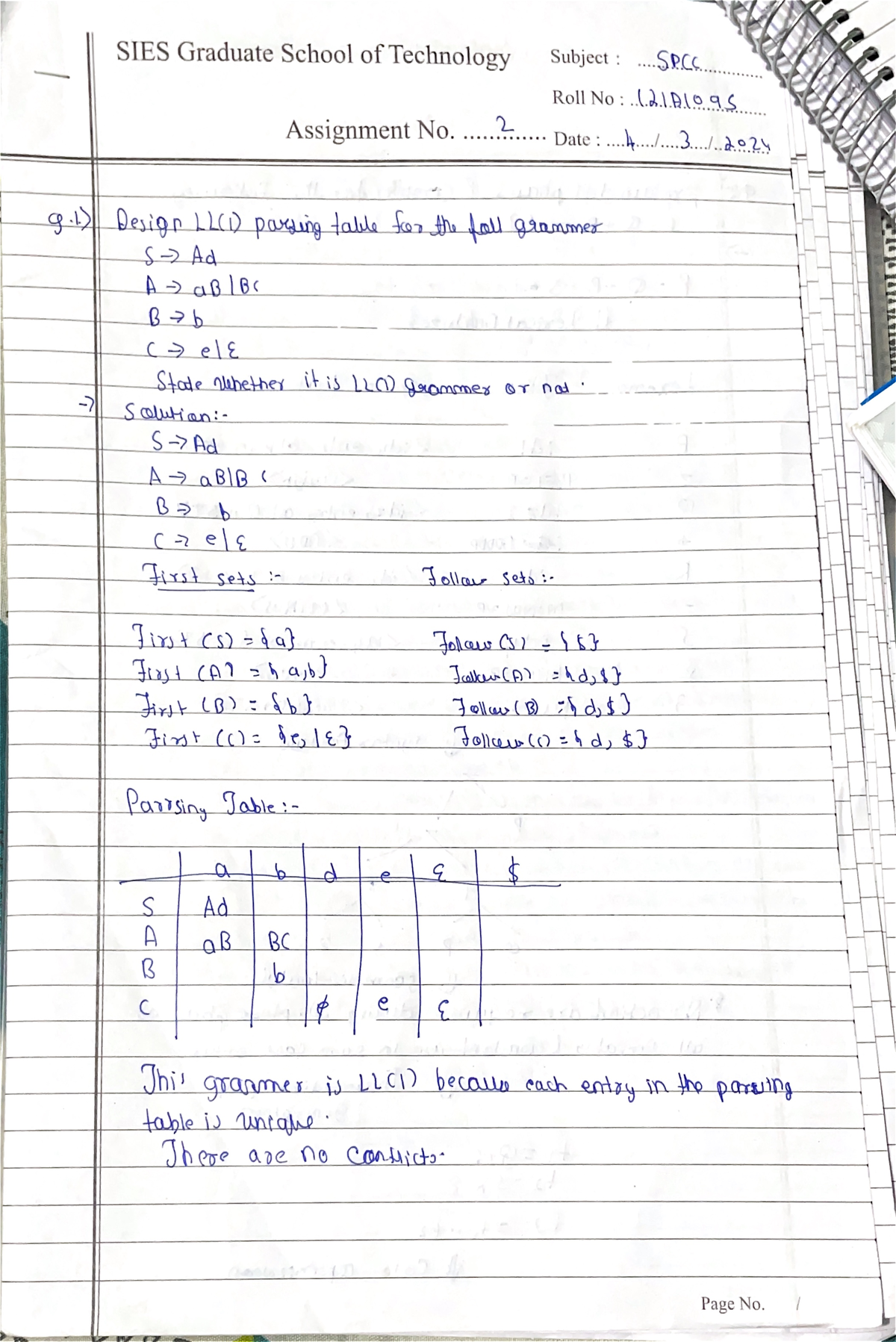 Spcc ass 2 - System Programming & Complier Construction - Studocu