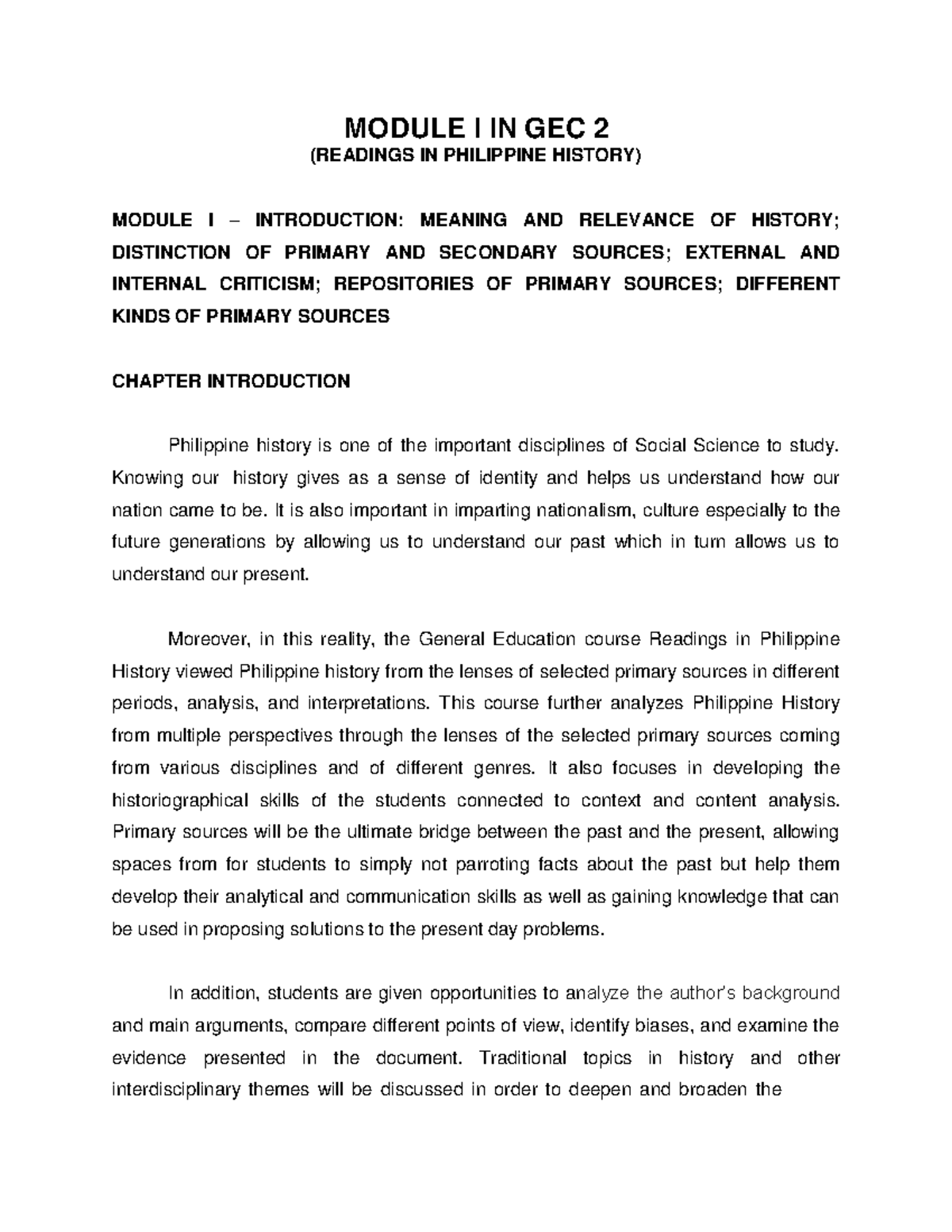 GEC-2- Chapter-1 bc50c57c695d27f00843 e6e339dd6ca9 - MODULE I IN GEC 2 (READINGS IN PHILIPPINE ...