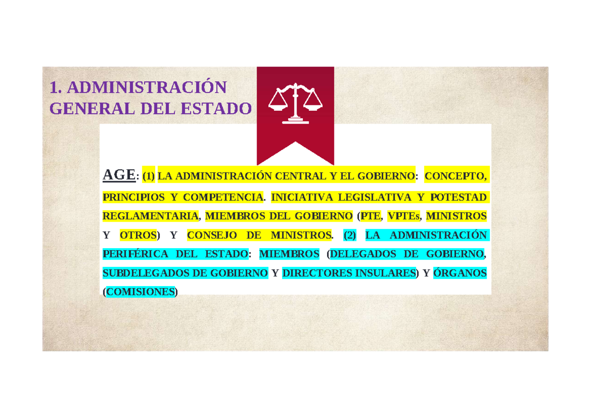 Administrativo 2Curso 2020 - AGE: (1) LA ADMINISTRACIÓN CENTRAL Y EL ...