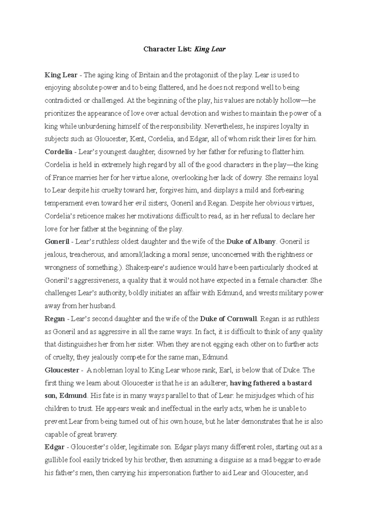 King%20Lear%20Notes - This is a note on the characters of the play King ...