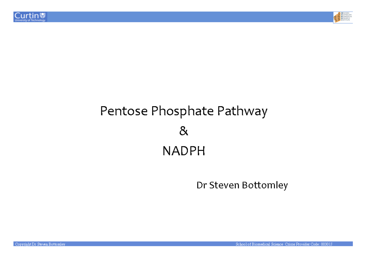 PPP & NADPH Biochem - Pentose Phosphate Pathway & NADPH Dr Steven ...