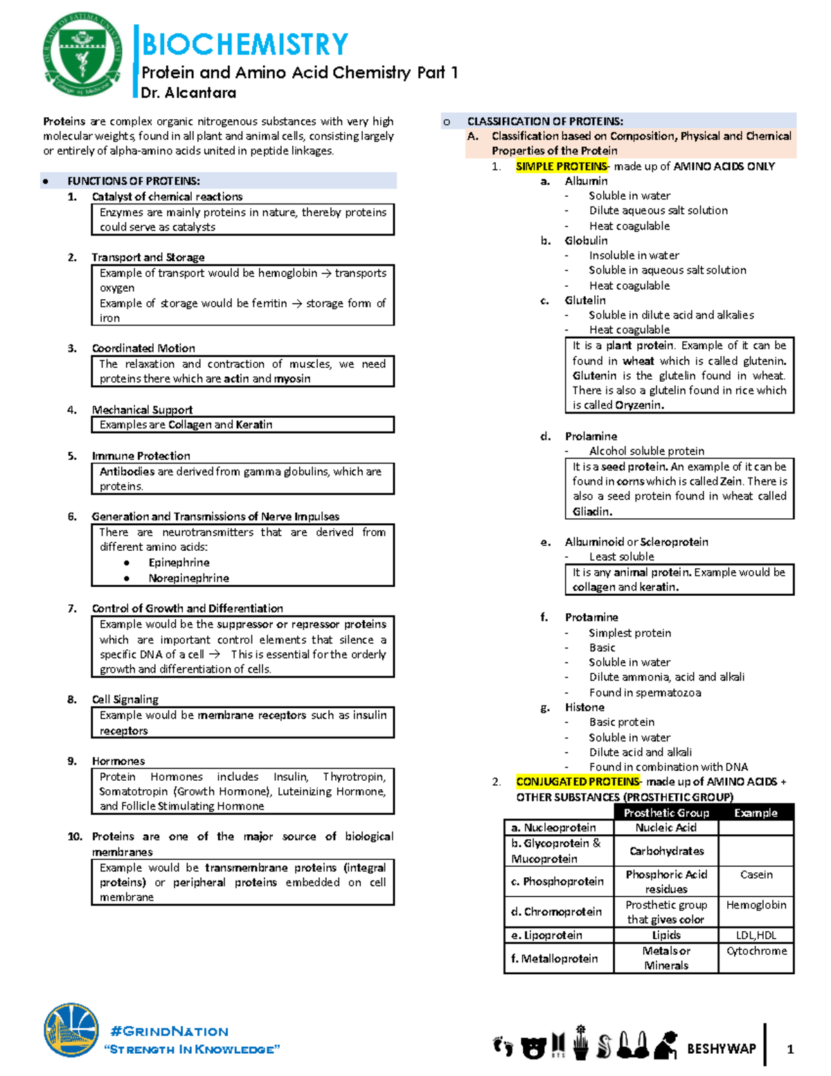1.1 Protein Chemistry Part 1 - Protein and Amino Acid Chemistry Part 1 ...