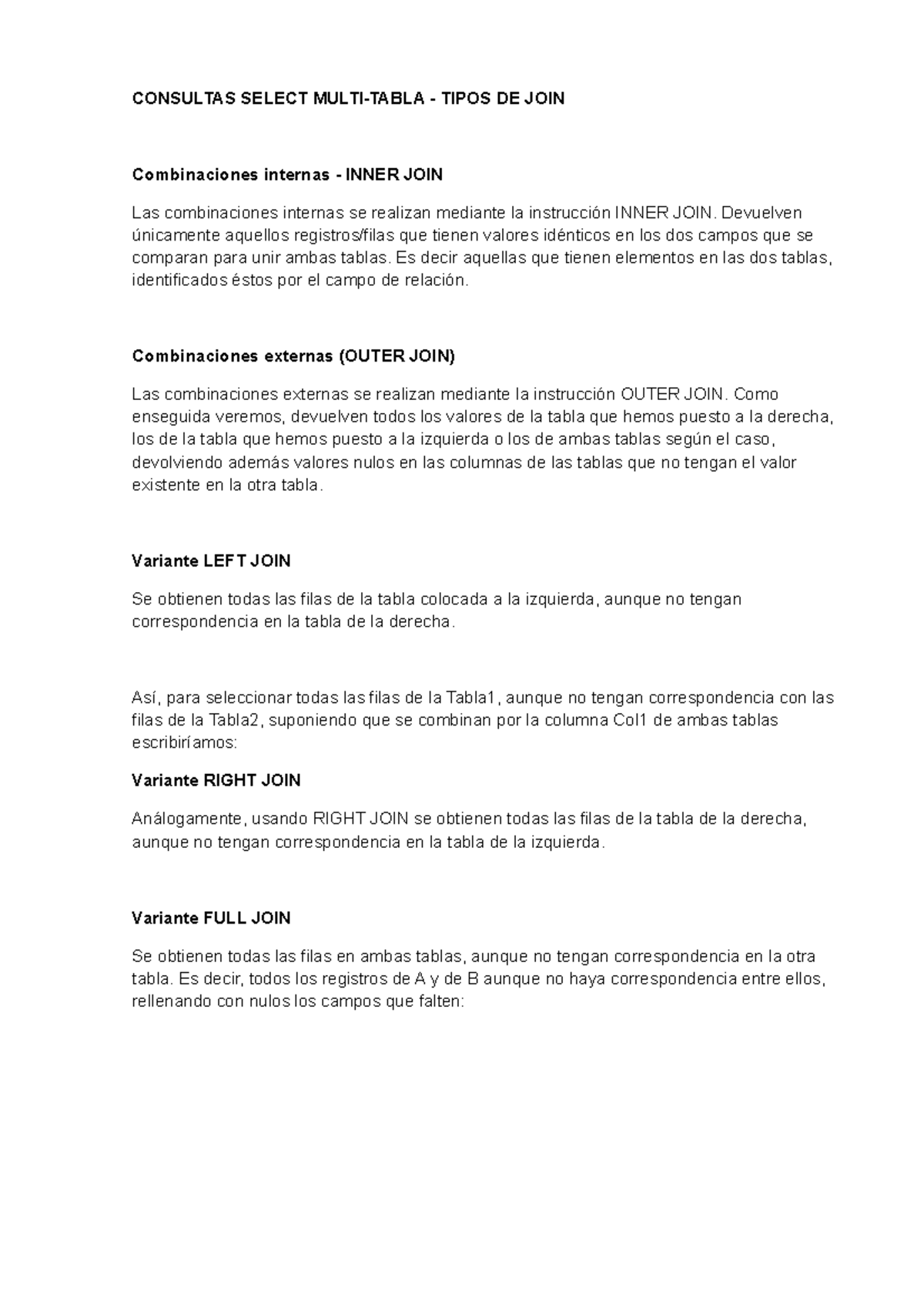 Consultas Select Multi- Tabla - Tipos DE JOIN - CONSULTAS SELECT MULTI-TABLA - TIPOS DE JOIN ...