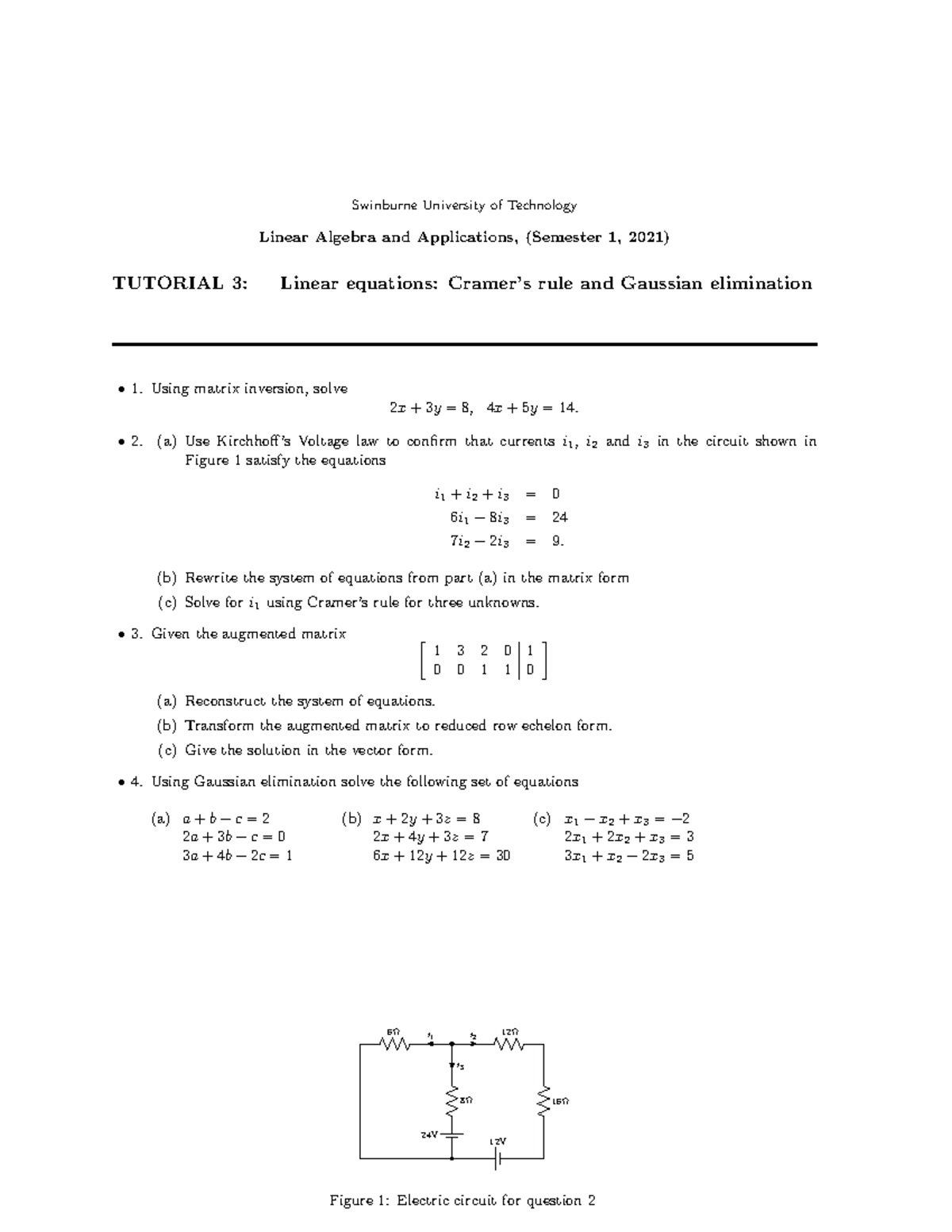 Mytut 3 - Tutorial 3 - Swinburne University of Technology Linear ...