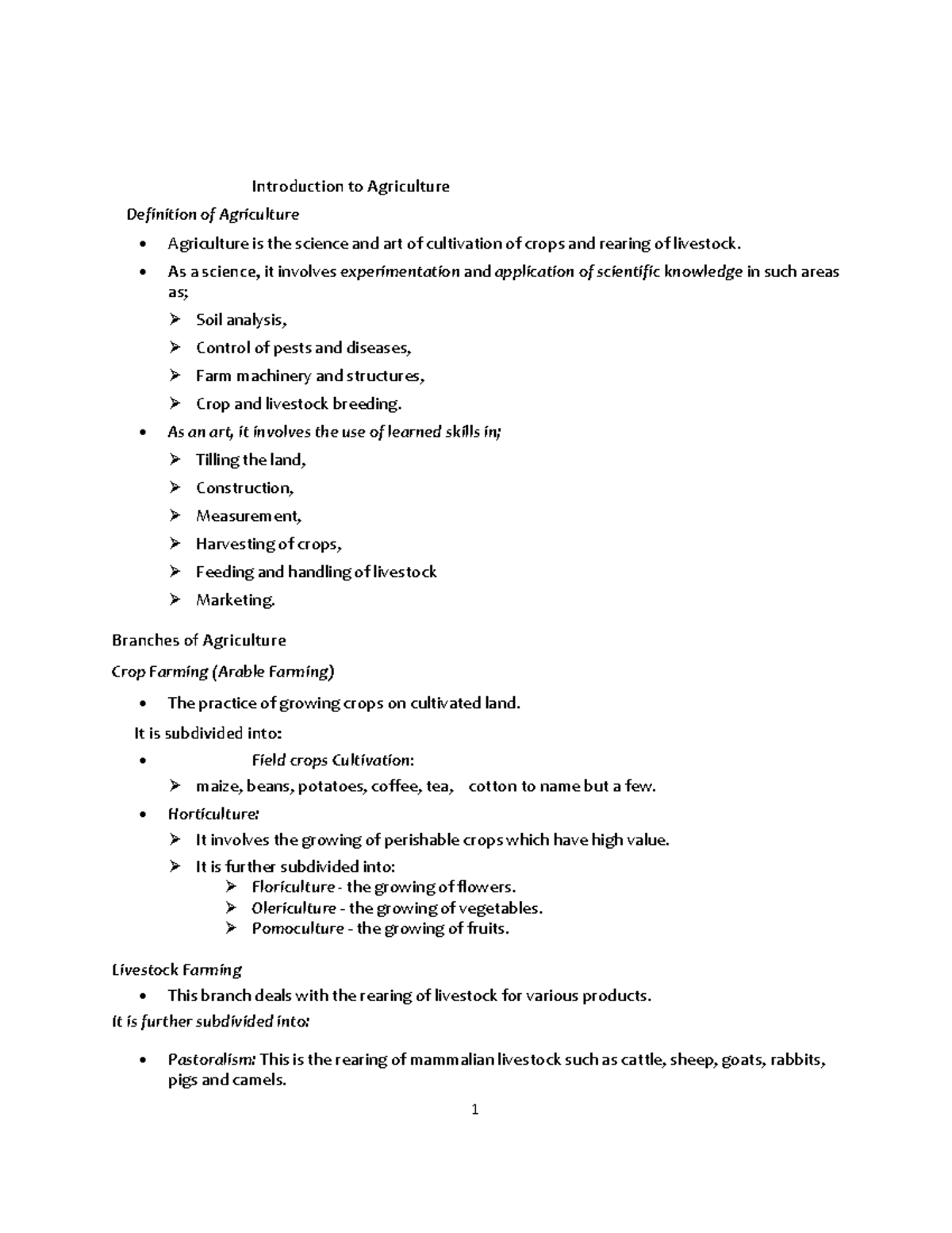 Agriculture FORM 1-4 - Livestock management and Production - Studocu