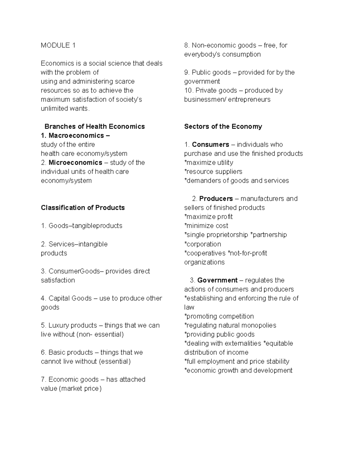 HE Module 1 - Lecture notes 1-9 - MODULE 1 Economics is a social ...