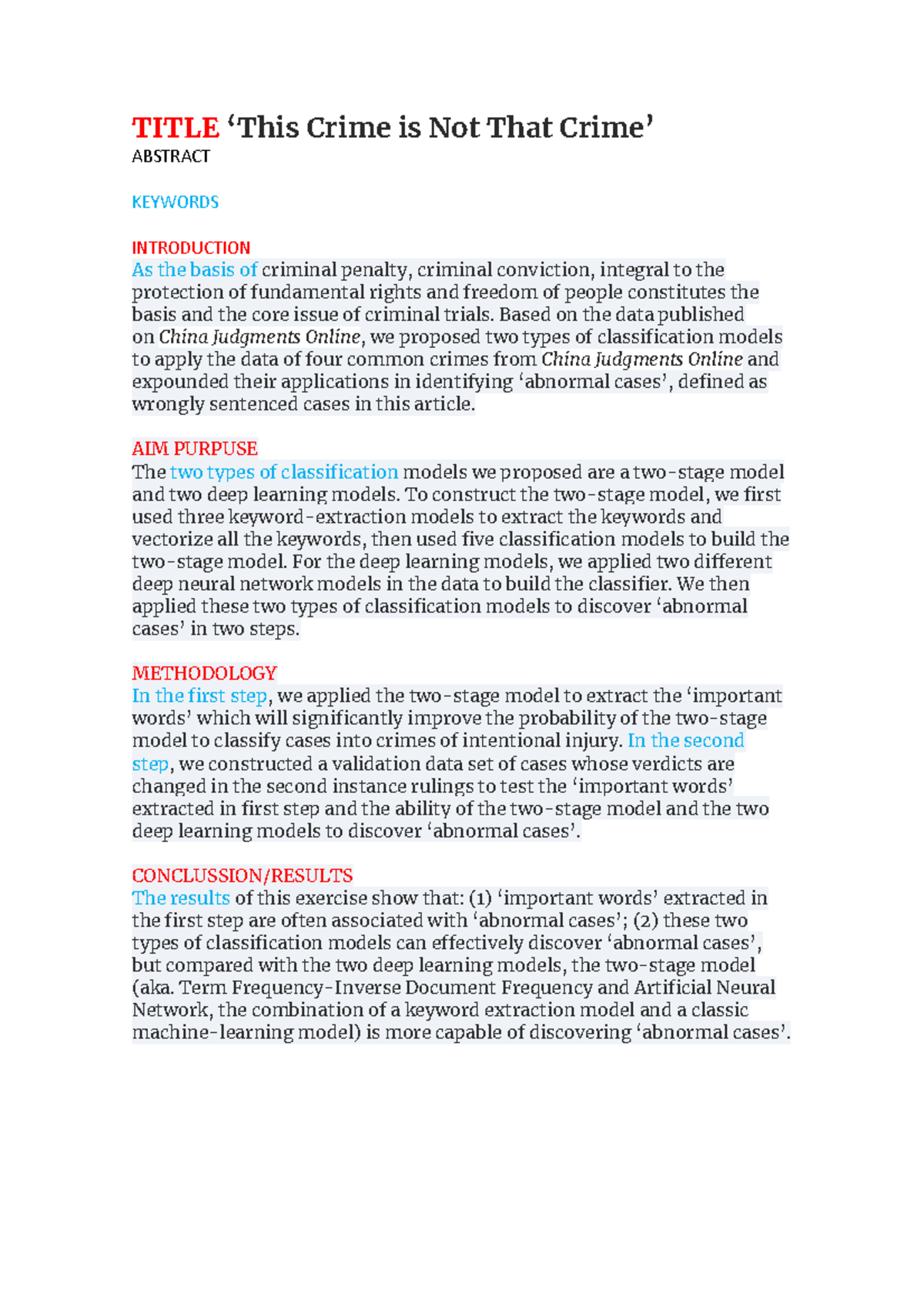 Abstract - redunenes - TITLE ‘This Crime is Not That Crime’ ABSTRACT ...