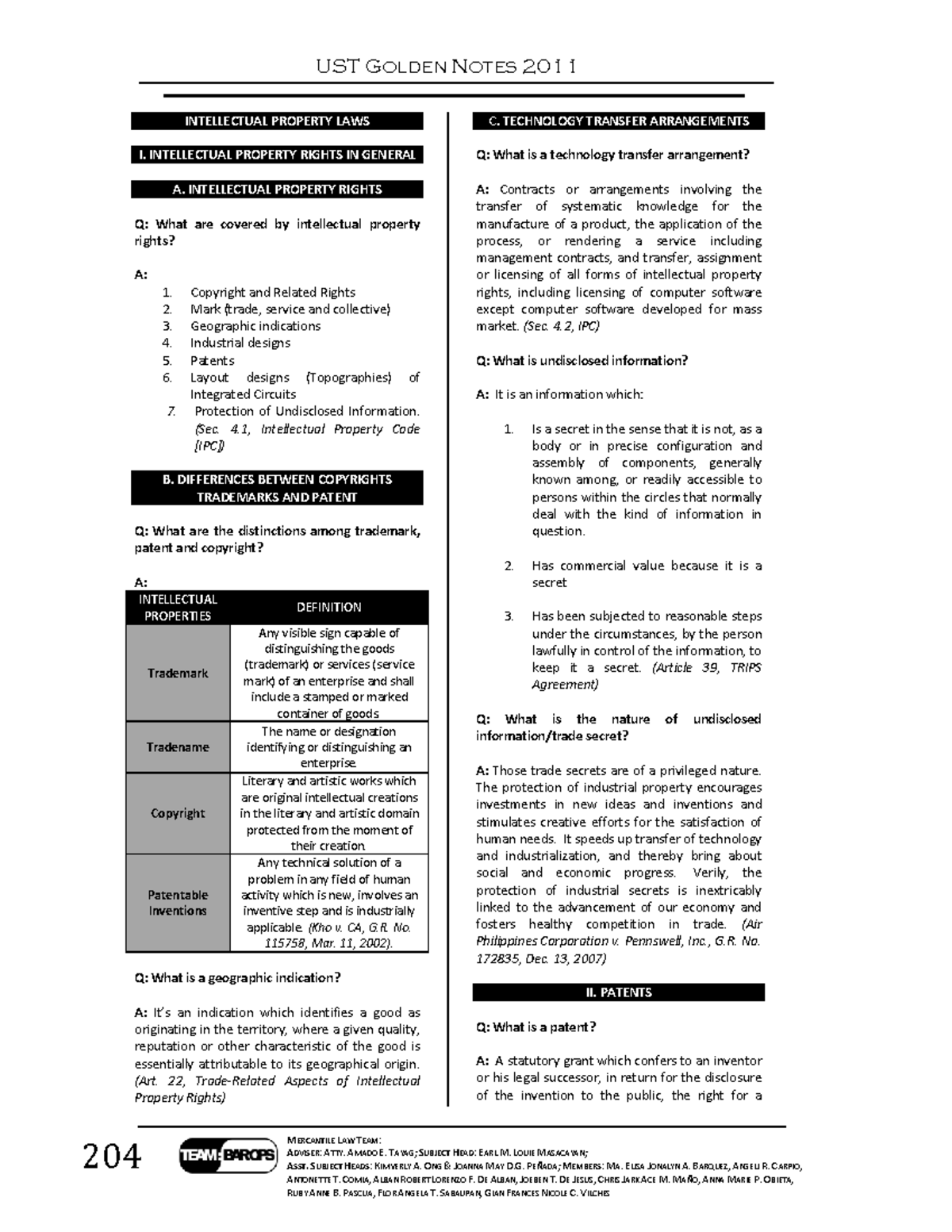 Ust golden notes intellectual property law pdf - UST GOLDEN NOTES 2011 ...