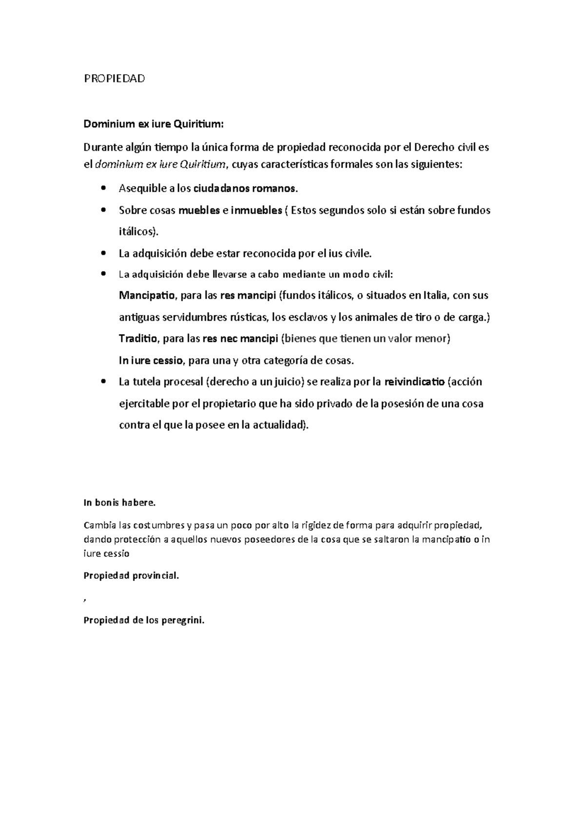 Propiedad Derecho Romano UAB - PROPIEDAD Dominium ex iure Quiritium ...