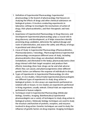 Experimental Pharmcology - EXPERIMENTAL PHARMALOGY Experimental ...
