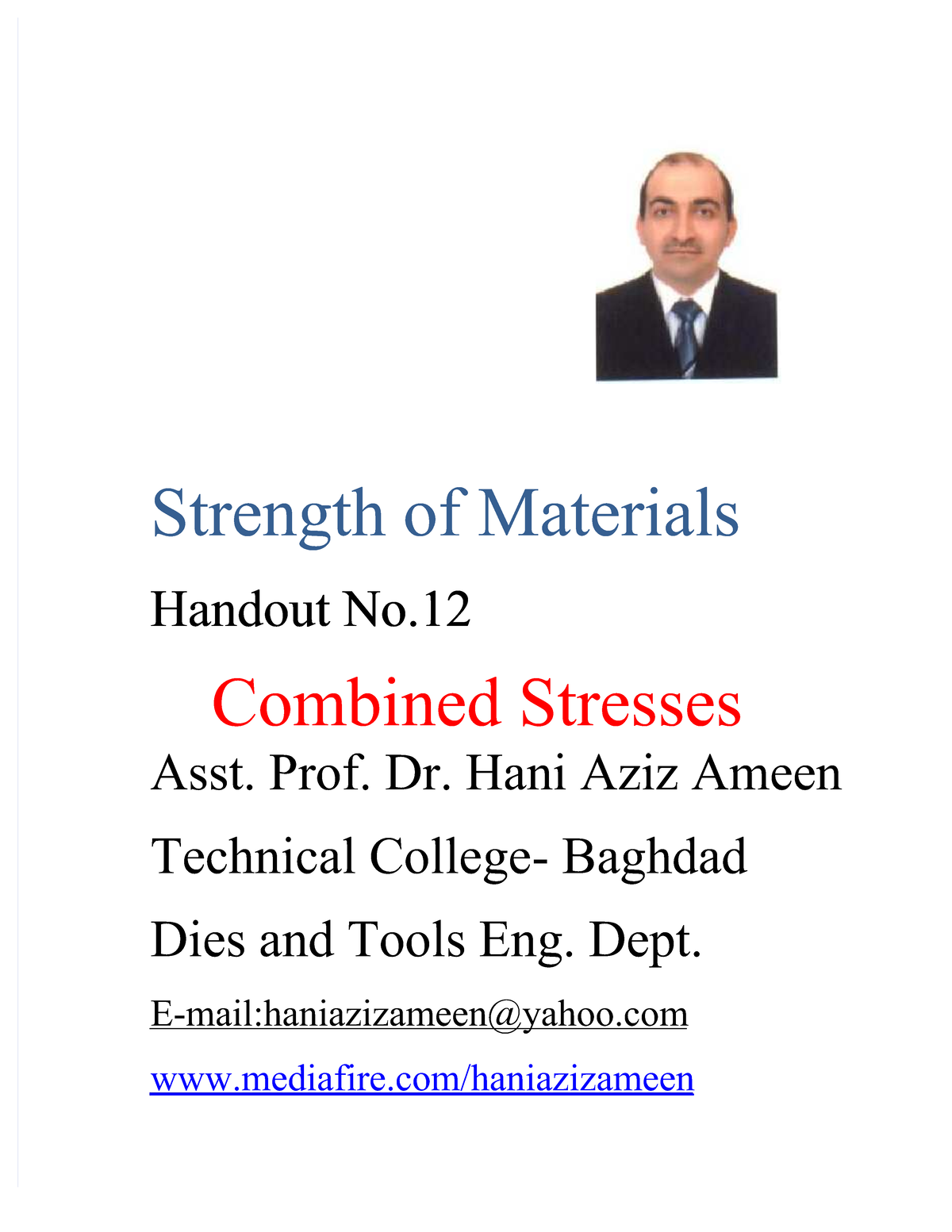 Pdf-strength-of-materials-combined-stresses-hani-aziz-ameen compress - Strength of ...