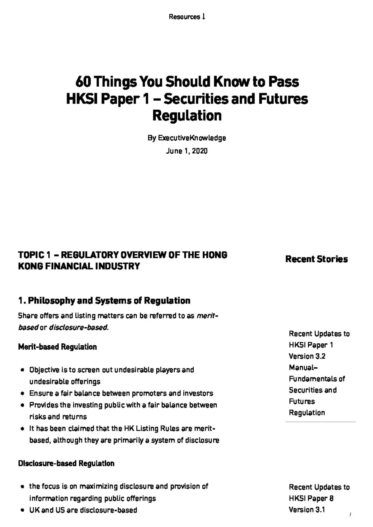60 Things You Should Know to Pass HKSI Paper 1 – Securities and Futures ...