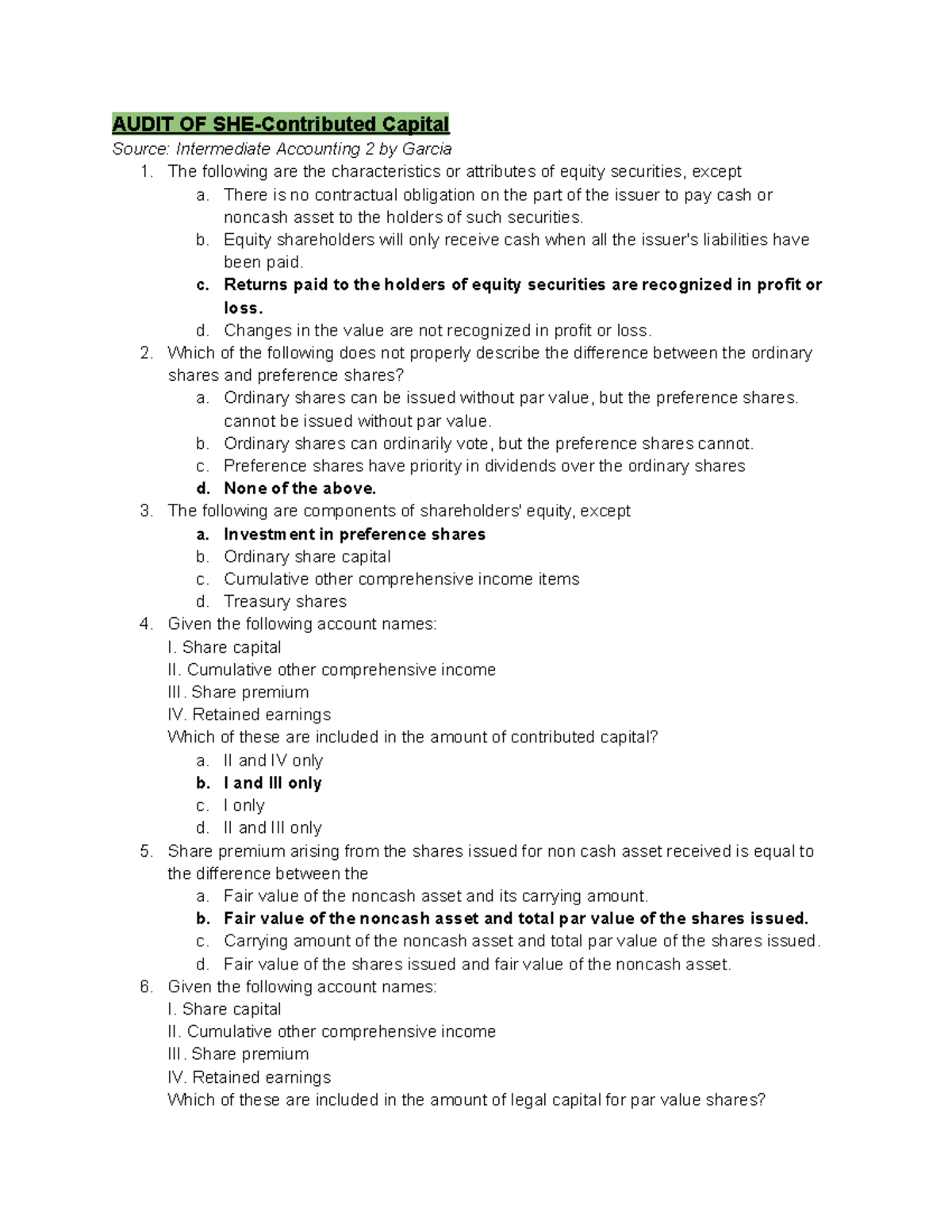 Audit of SHE-Practice Exercises from Garcia - AUDIT OF SHE-Contributed ...