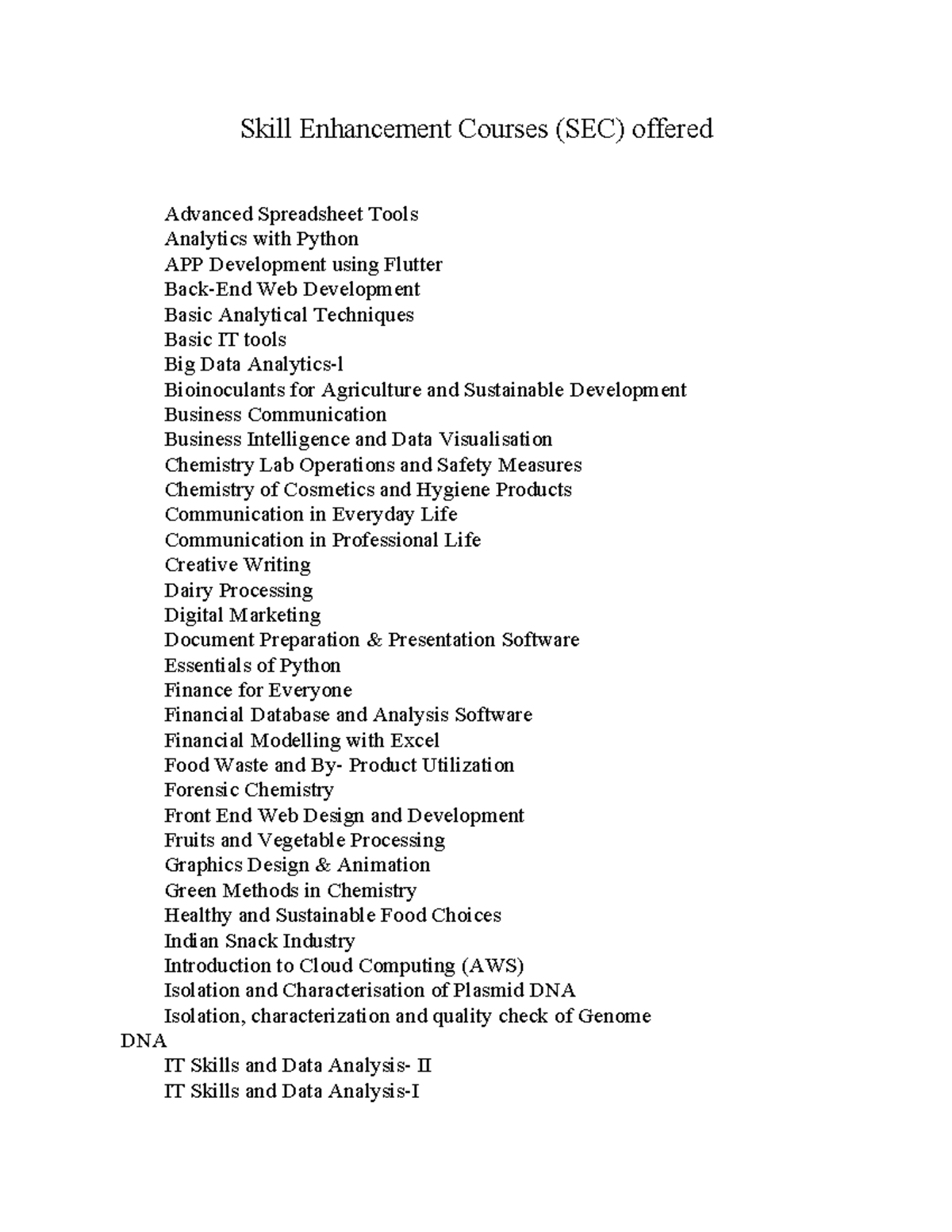 Skill Enhancement Courses - Studocu