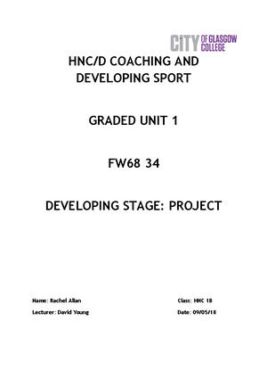 Graded Unit Planning Stage - Graded Unit – Planning Stage Rachel Allan ...