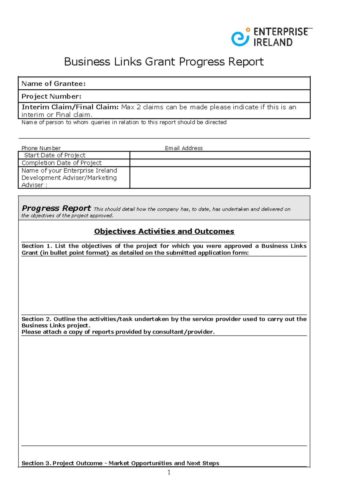 Business report template 27 - Business Links Grant Progress Report Name ...
