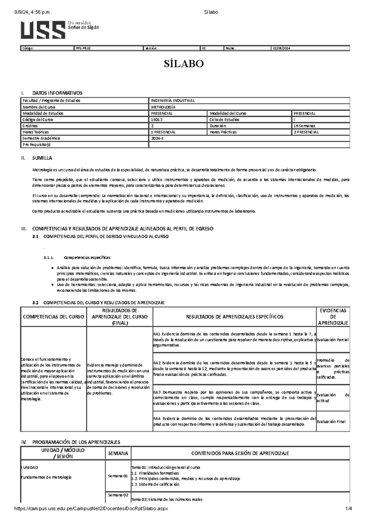 Sílabo - SILABO - Código: PP1-PR Versión: 02 Fecha: 02/09/ SÍLABO I ...
