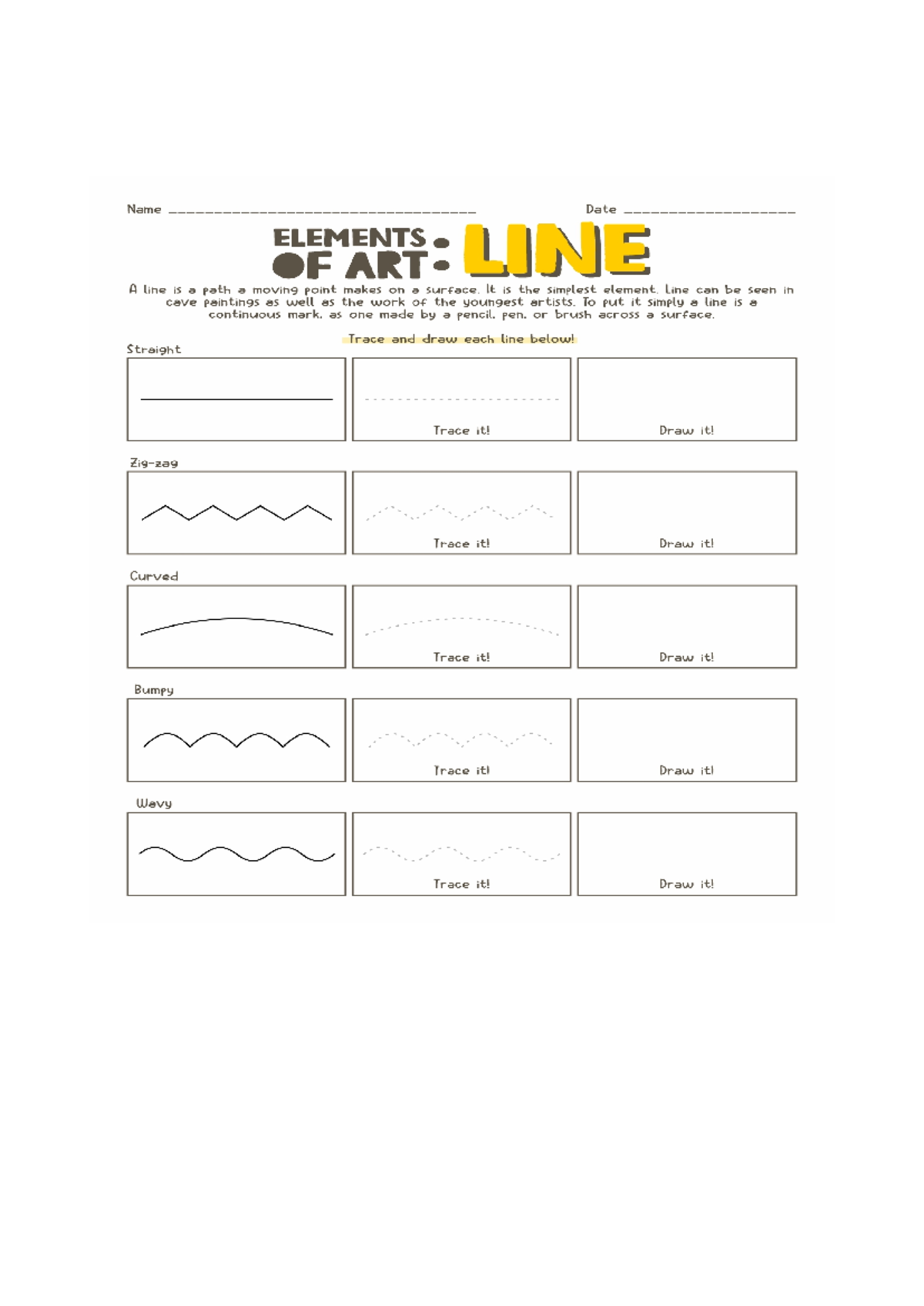 Printablee - Sketchbook activities for beginning artists - Name Date ...