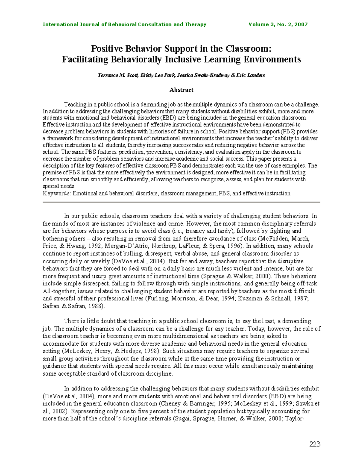 CASE- Study of Kyla - Positive Behavior Support in the Classroom ...