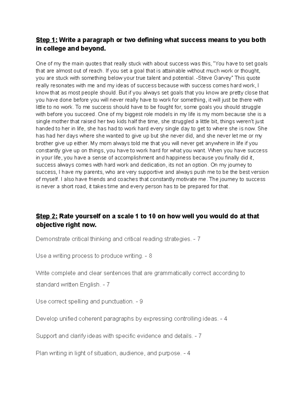 Defining Success Journal Entry - Step 1: Write a paragraph or two ...