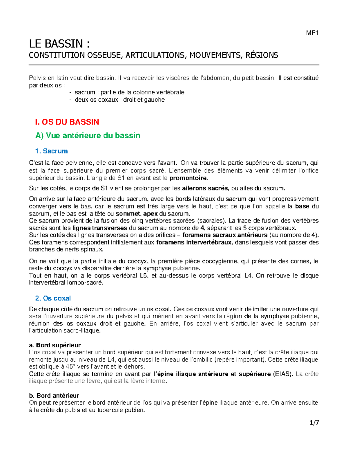 UE8MP 1 - Le bassin - LE BASSIN : MP1 CONSTITUTION OSSEUSE ...